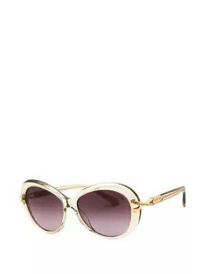 SWAROVSKI Crystal-embellished Oval-frame Sunglasses - Neutrals