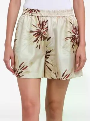 Brunello Cucinelli Floral-print Silk Shorts