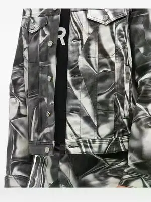 PURPLE BRAND Trucker Digital Wrinkle-print Jacket - Grey