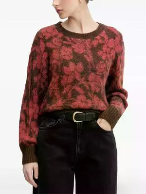 BENETTON Floral-intarsia Sweater - Red