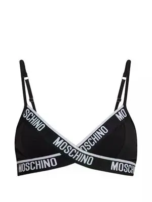 Moschino Logo-print Crossover Bra - Black