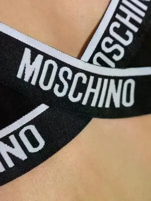 Moschino Logo-print Crossover Bra - Black