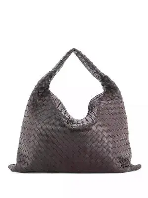 Bottega Veneta Hop Intrecciato Leather Large Hobo Bag - Brown