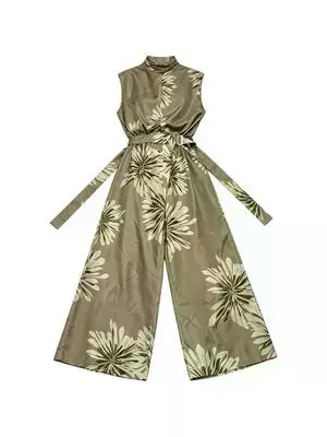 Brunello Cucinelli Floral-print Belted Jumpsuit - Green
