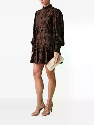 Bardot Guipure-lace Ruffled Mini Dress