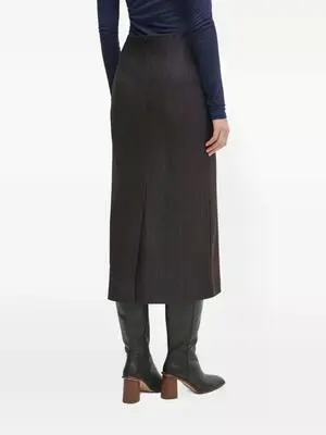 BENETTON Pinstripe-pattern Slit Midi Skirt