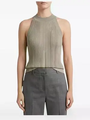 Brunello Cucinelli Ribbed-knit Halterneck Tank Top - Green