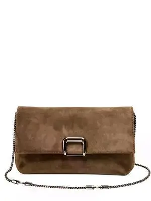 Brunello Cucinelli Suede Chain-strap Clutch Bag - Brown