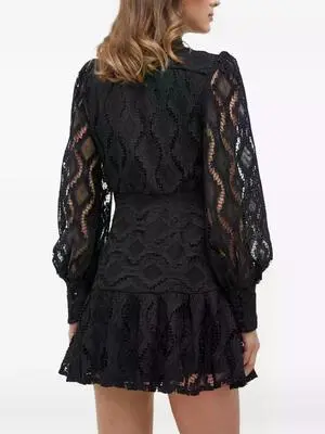 Bardot Lace-overlay Tiered Mini Dress