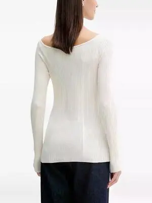 BENETTON Ribbed Boat-neck Sweater - White