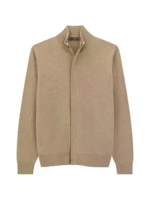 Boggi Milano Roll-neck Jumper Full-zip Wool Cashmere Mélange - Neutrals