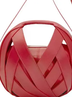 Perrin Le Petit Panier Basket-weave Shoulder Bag - Red