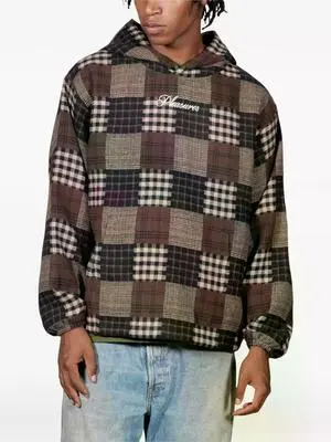 PLEASURES Madras Patchwork Check-print Hoodie