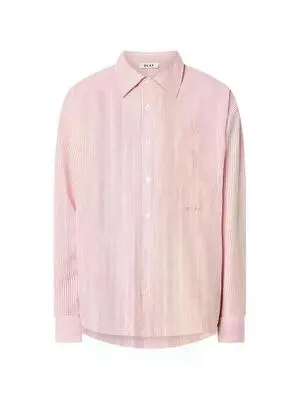 OLAF Vertical-stripe Logo-embroidered Shirt - Red