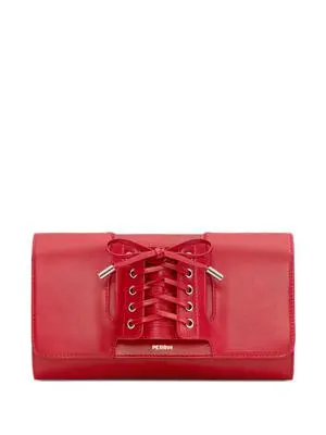 Perrin La Corsette Laced-up Leather Clutch Bag - Red