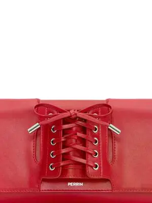 Perrin La Corsette Laced-up Leather Clutch Bag - Red