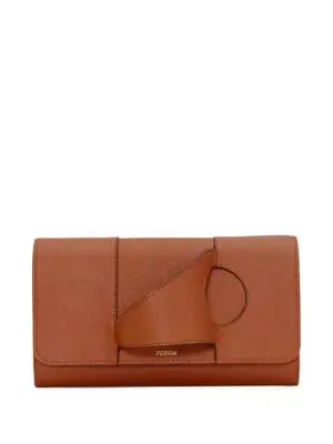 Perrin L'asymetrique Grained Leather Clutch Bag - Brown