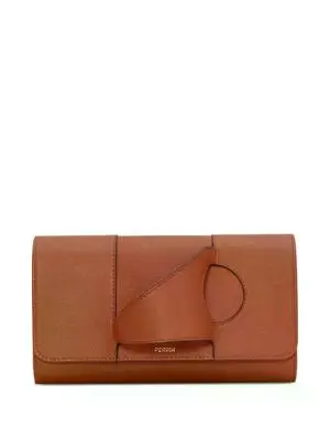 Perrin L'asymetrique Grained Leather Clutch Bag - Brown