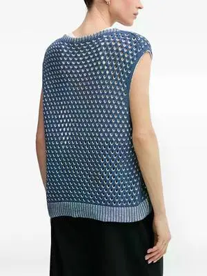 BENETTON Crochet-knit Button-fastening Vest