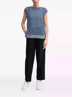 BENETTON Crochet-knit Button-fastening Vest - Blue