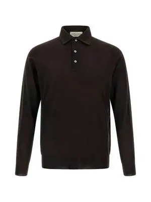 LARMERI STUDIO Long-sleeved Knitted Polo Shirt - Brown