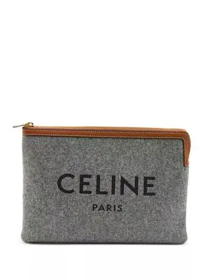 Celine Felt Leather-trim Clutch Bag