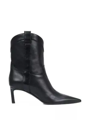 SERGIO ROSSI Pointed-toe Leather Ankle Boots - Black