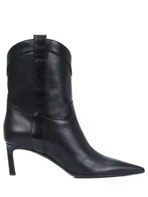 SERGIO ROSSI Pointed-toe Leather Ankle Boots