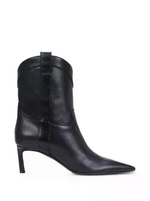 SERGIO ROSSI Pointed-toe Leather Ankle Boots - Black