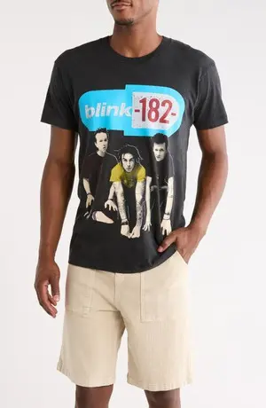 SCREEN STARS BEST Blink 182 Cotton Graphic T-shirt - Aged Black