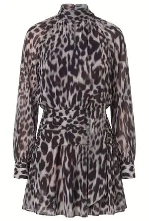 NICHOLAS Courtney Front Neck Tie Printed Mini Dress