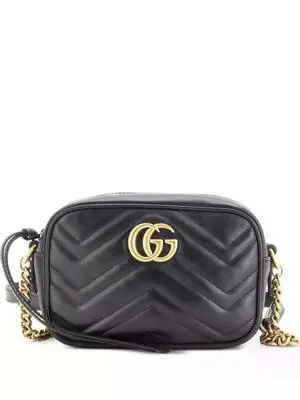 Gucci Gg Marmont Shoulder Bag Matelasse Leather Mini Crossbody Bag - Black
