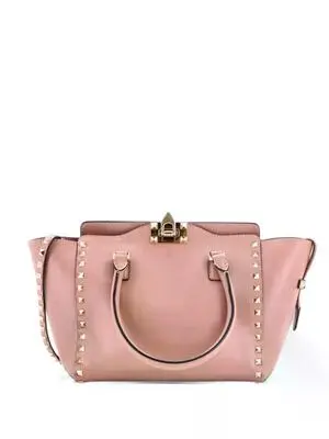 Valentino Garavani Rockstud Rigid Leather Small Tote Bag - Neutrals