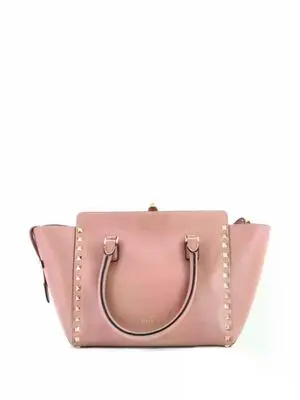 Valentino Garavani Rockstud Rigid Leather Small Tote Bag - Neutrals
