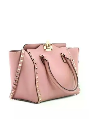 Valentino Garavani Rockstud Rigid Leather Small Tote Bag - Neutrals