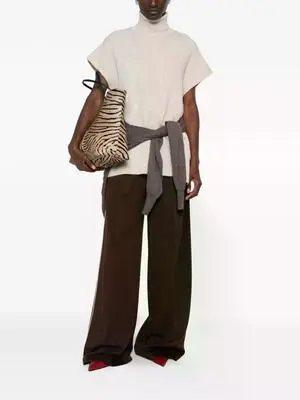 Max Mara Mstcobalto Ribbed-knit Sleeveless Sweater - Neutrals