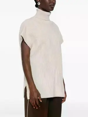 Max Mara Mstcobalto Ribbed-knit Sleeveless Sweater - Neutrals