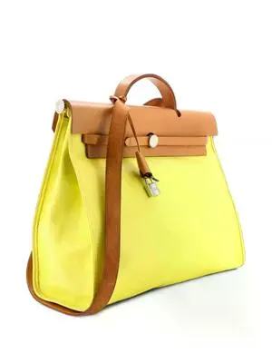 Hermès Herbag Zip Berline Vache Canvas And Leather 39 Shoulder Bag