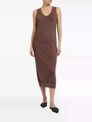 Brunello Cucinelli Sleeveless V-neck Midi Dress