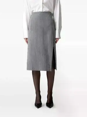 GAELLE PARIS Pinstripe-pattern Side-zip Skirt - Grey