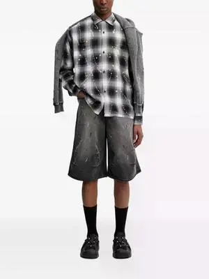 BEAMS Paint-splatter Distressed Shorts
