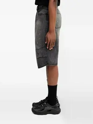 BEAMS Paint-splatter Distressed Shorts - Grey