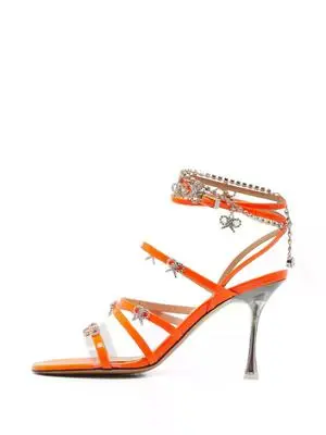 Mach & Mach Camille Crystal-bow Embelishments Sandals - Orange