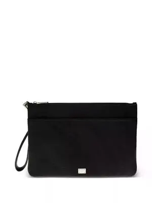 Dolce & Gabbana Logo-plaque Leather Clutch Bag - Black