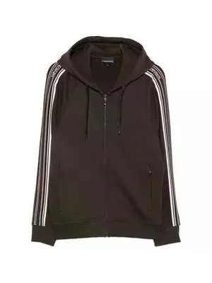 Emporio Armani Side-stripe Raglan-sleeve Hoodie - Brown