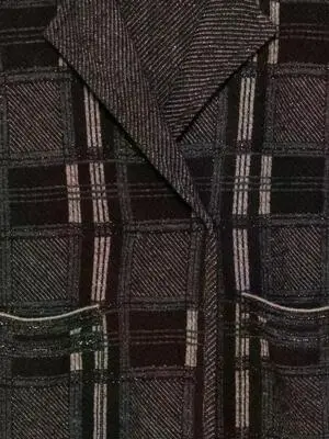D.exterior Check-pattern Glitter-detail Coat - Black