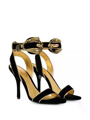 Etro Velvet High-heeled Sandals With Animal Buckle