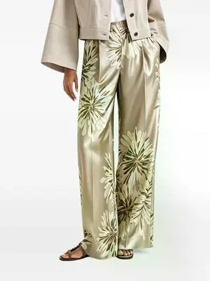 Brunello Cucinelli Floral-print Silk Trousers