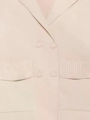D.exterior Double-breasted Ribbed-trim Coat