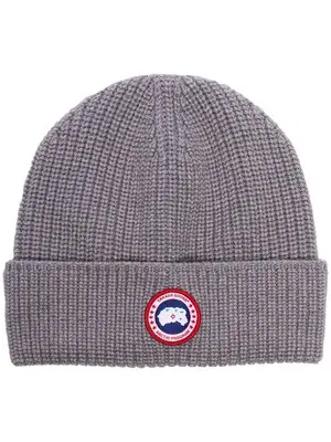 Canada Goose Logo Wool Beanie - Grey